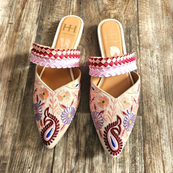 Haute Hippie | Shoes | Haute Hippie Pink And Tan Mules With Open Back ...